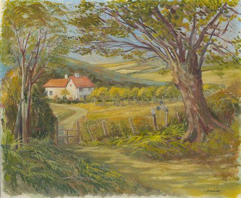 R Barnett Signed Contemporary Oil Rural Summer Scene By R Barnett