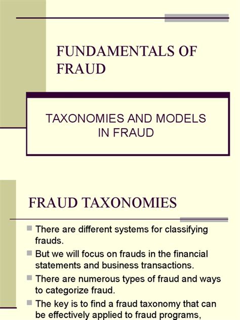 Fraud Taxonomies And Models Pdf Securities Fraud Fraud