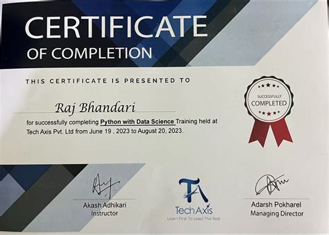 Raaj Bhandari On Linkedin New Achievement From Techaxis Completing