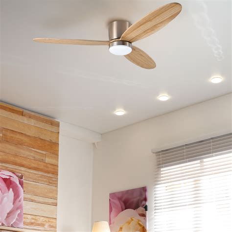3 Blade Smart Ceiling Fan Led Light 52 Light Brown Smart