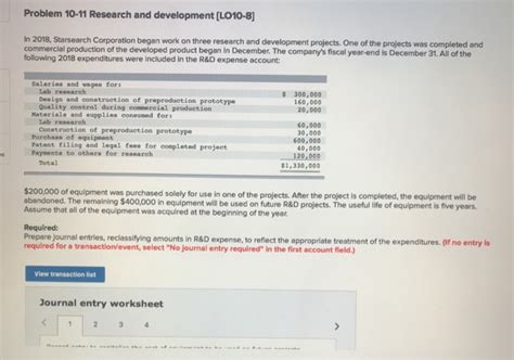 Solved Problem 10 11 Research And Development [lo10 8 In