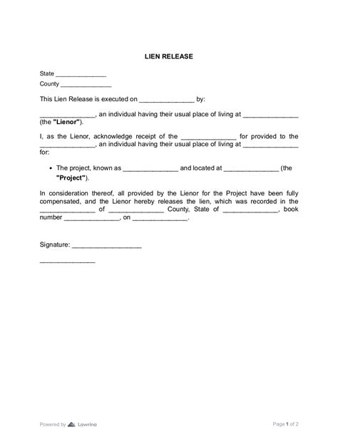 Release Of Lien Template Download Pdf Lawrina