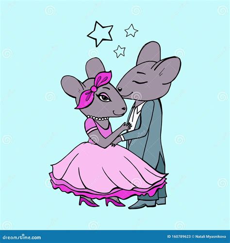 Funny Cartoon Princess Mouse And Mouse Prince Dream Big Motivation Stock Vector Illustration