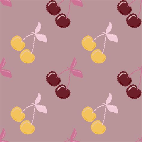 Cute Cherry Seamless Pattern Hand Drawn Cherries Wallpaper 26458562 Vector Art At Vecteezy