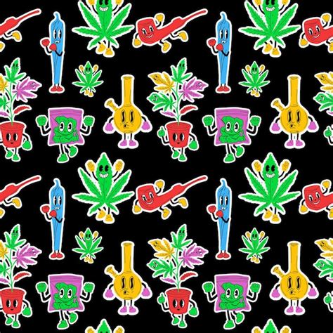 Premium Vector Seamless Pattern With Set Of Stickers Cartoon Mascot