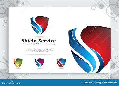 3d Shield Tech Vector Logo Design With Modern Concept Abstract