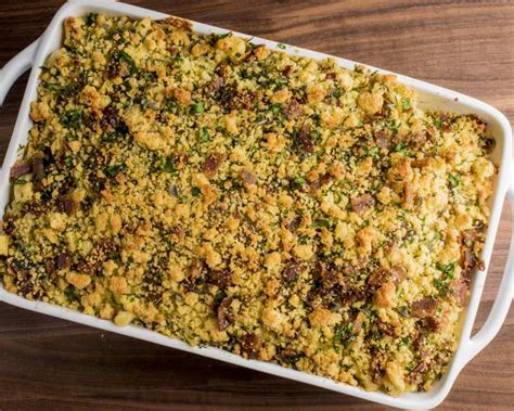 White Mac And Cheese With Bacon Herb Cornbread Recipe Chefs Resource