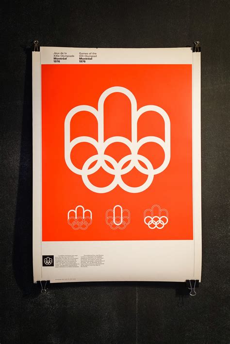 Original 1976 Poster Of The Montreal Olympic Games Red Logo And Olympic