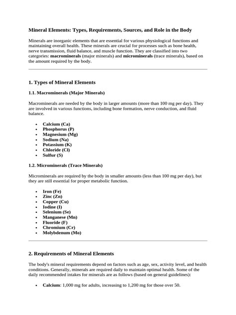 Mineral Elements Pdf