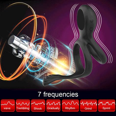 Wireless Remote Control Cock Ring Vibrator 7 Mode Double Rings Penis