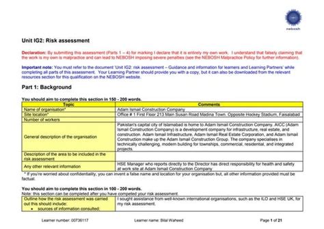 New Syllabus Nebosh Ig 2 Example For Reference Ppt