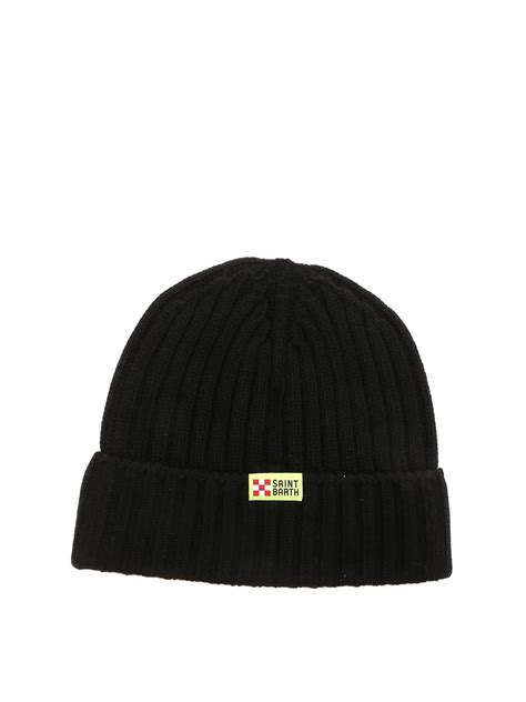 Mc2 Saint Barth Apres Ski Embroidery Beanie In Black Weng001emas09