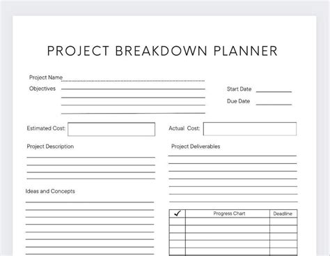 Project Breakdown Checklistplanner Etsy