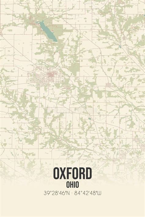 Retro Us Map Of Oxford Ohio Vintage Street Map Stock Illustration