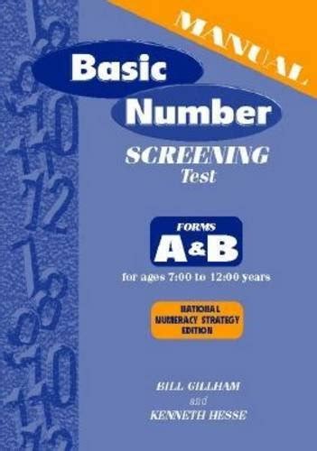 Basic Number Screening Test Specimen Set Hesse Ken Gillham Bill Amazon Es Libros