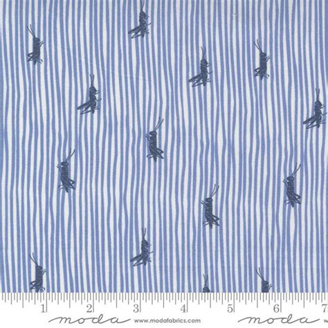 Garden Society Grasshopper Stripe Cornflower By Crystal Manning For