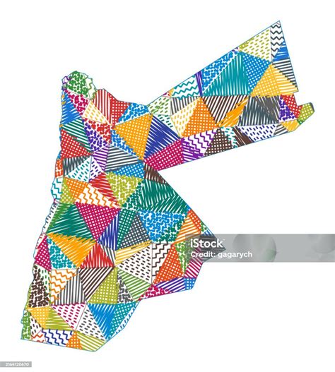 요르단의 아이 스타일지도 요르단 모양의 손으로 그린 다각형 벡터 일러스트 레이 션 0명에 대한 스톡 벡터 아트 및 기타 이미지