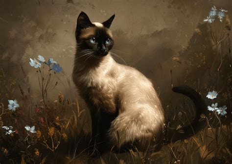 Vintage Siamese Cat Portrait 5x7 Art Print Mowbi Wholesale