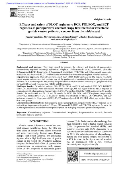 Pdf Efficacy And Safety Of Flot Regimen Vs Dcf Folfox And Ecf