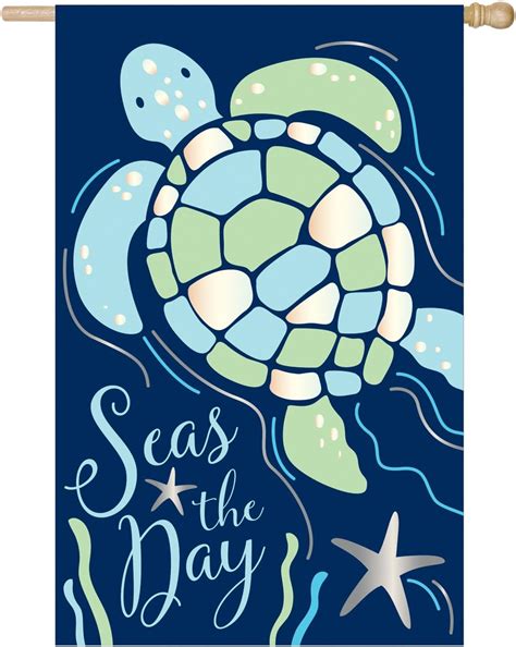 Seas The Day Sea Turtle Flag Patio Lawn And Garden