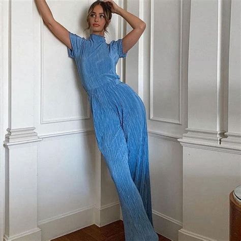 Picture Me Two Piece Set Blue M Matching Sets Outfit Wide Leg