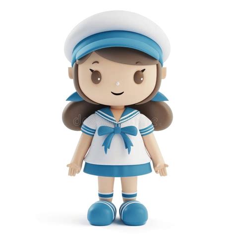 Adorable 3d Render Of A Cute Sailor Girl In A Blue Uniform Stock