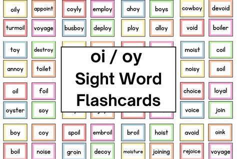 Oi Oy Sight Word Flashcards Speech Therapy Flashcards Grades K 4