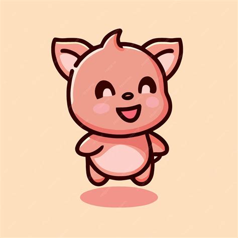 Niedliche Schweineillustration Schwein Kawaii Chibi Vektorzeichenstil Schwein Cartoon Premium