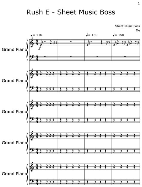 Rush E Sheet Music Boss Piano Cover Youtube Sheet Music For Rush E