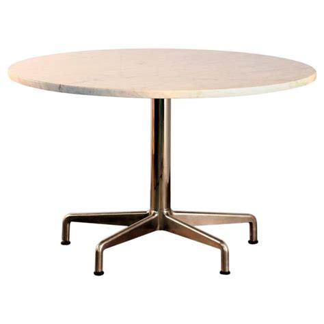 Segmented Base And Marble Top Round Dining Table By Eames For Knoll For
