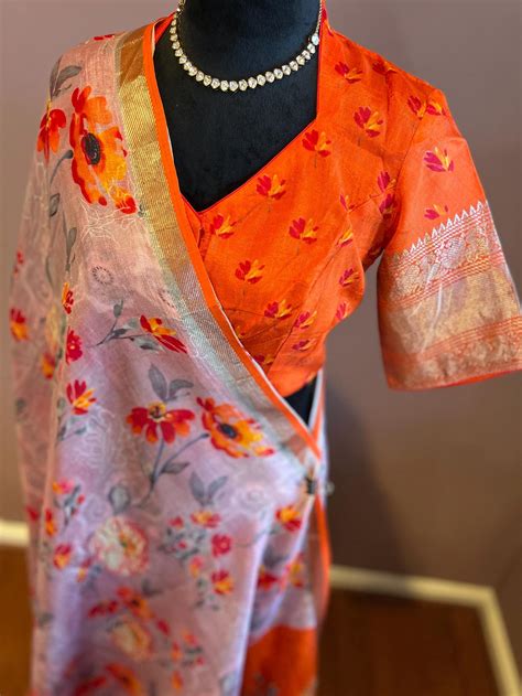 Mangalgiri Silk Digital Print Saree With Blouse Size 404244 Saree
