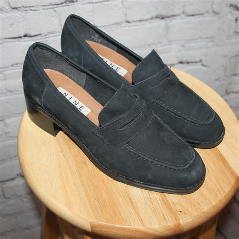 90s Suede Loafers 🖤 90s Grayish Black Suede Loafers Depop