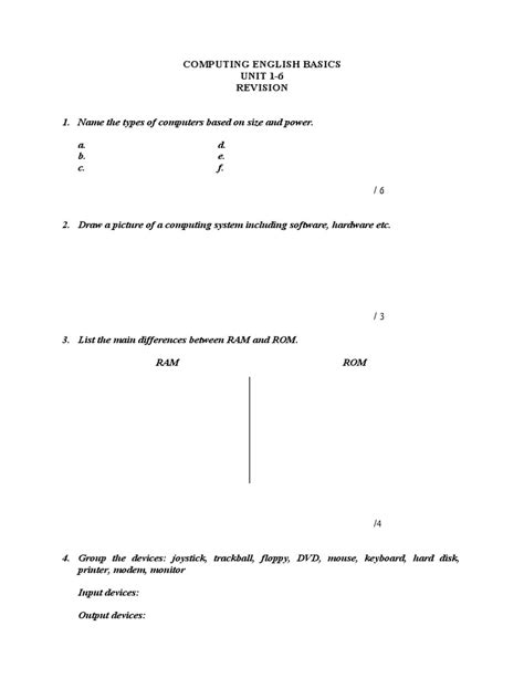 Computing Basics Revision Guide Pdf Computers