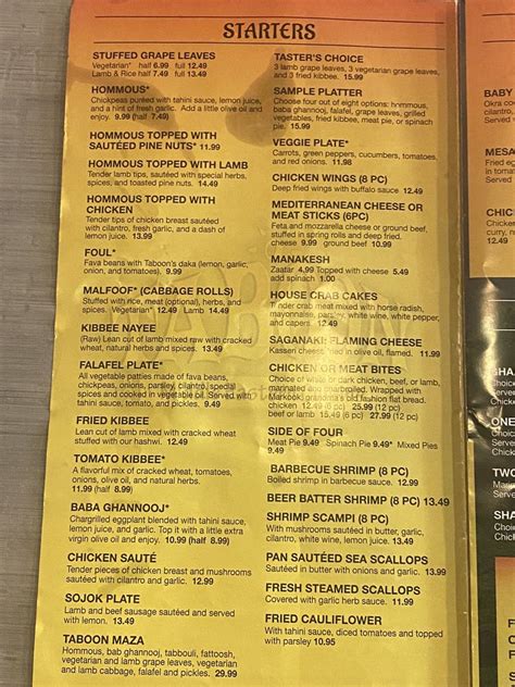 Taboon Menu Full Menu Update 2026