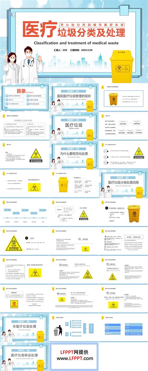 医疗垃圾分类ppt模板下载 Lfppt