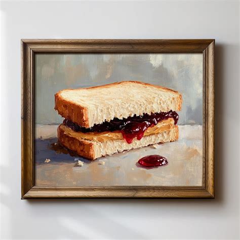 Peanut Butter And Jelly Sandwich Print Food Wall Art Whimsical