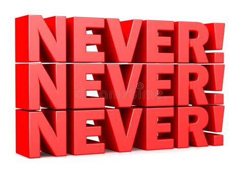 Never Never Never Words Red 3d Lettering Stock Illustration