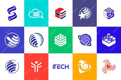 Premium Vector Technology Logo Design Set Modern Minimal Flat