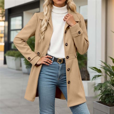 Jiayue Womens Outerwear Jacket Fashionable Urban Solid Color Long