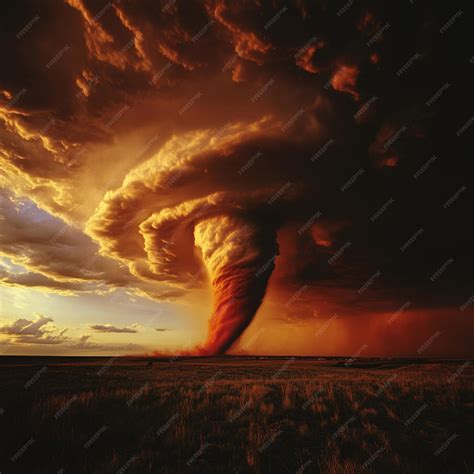 A Tornado Forming In A Supercell Thunderstorm With Dramatic Cloud