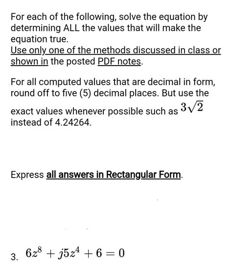 Solved For Each Of The Following Solve The Equation By Chegg
