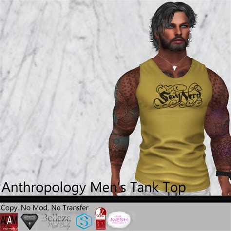 Second Life Marketplace Sexy Nerd Mens Tank Top Ftn