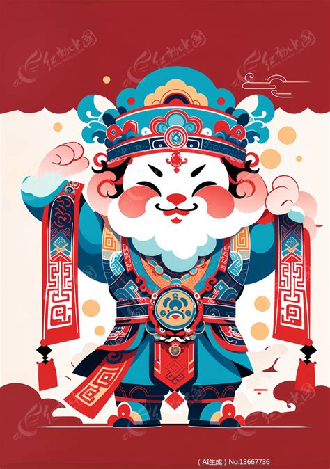 财神主题的国潮风格民俗画ai图片下载红动中国 财神主题的国潮风格民俗画ai图片下载红动中国