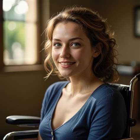 Confident Happy Handicapped Young Woman In Wheelchair Premium Ai Generated Image