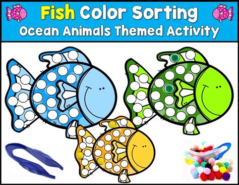 Fish Color Sorting Ocean Animals Themed Activity Preschool Pre K