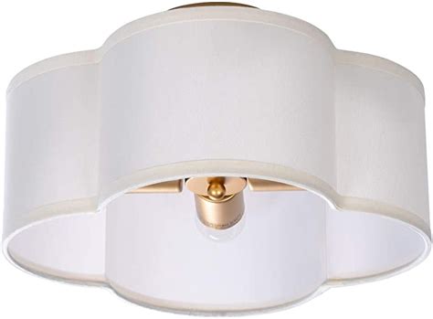 Viluxy Semi Flush Mount Ceiling Light Fixture Cream White Fabric Drum