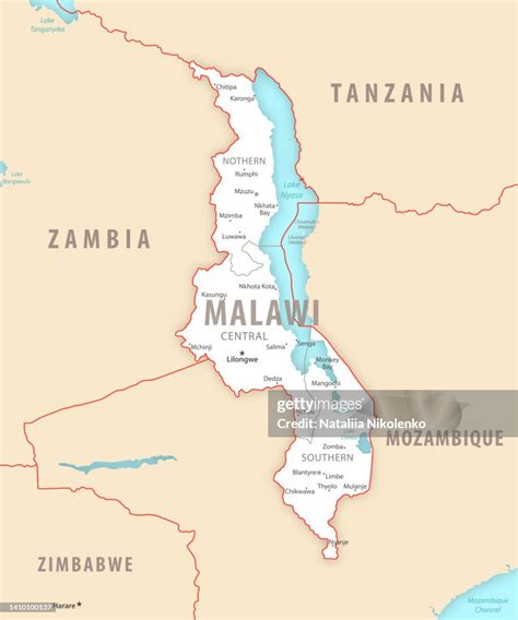 Malawi Detailed Map With Regions And Cities Of The Country High Res