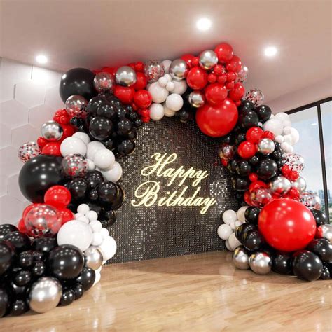 Kit De Arco De Globos Rojo Blanco Y Negro De 140 Piezas Kit Para