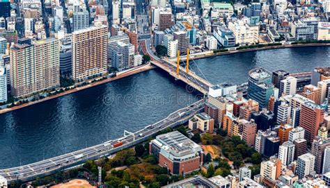 Aerial View Of The Sumida River In Tokyo Stock Image Image Of Asian