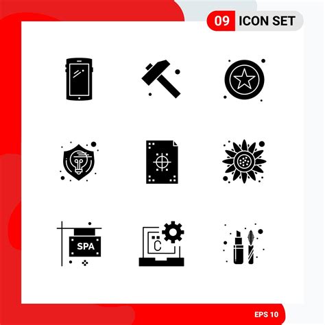 Universal Icon Symbols Group Of 9 Modern Solid Glyphs Of Design